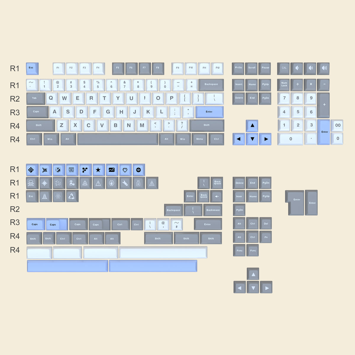 Minimalist Gray OSA Profile Double Shot Keycap Set – WINMIX Production