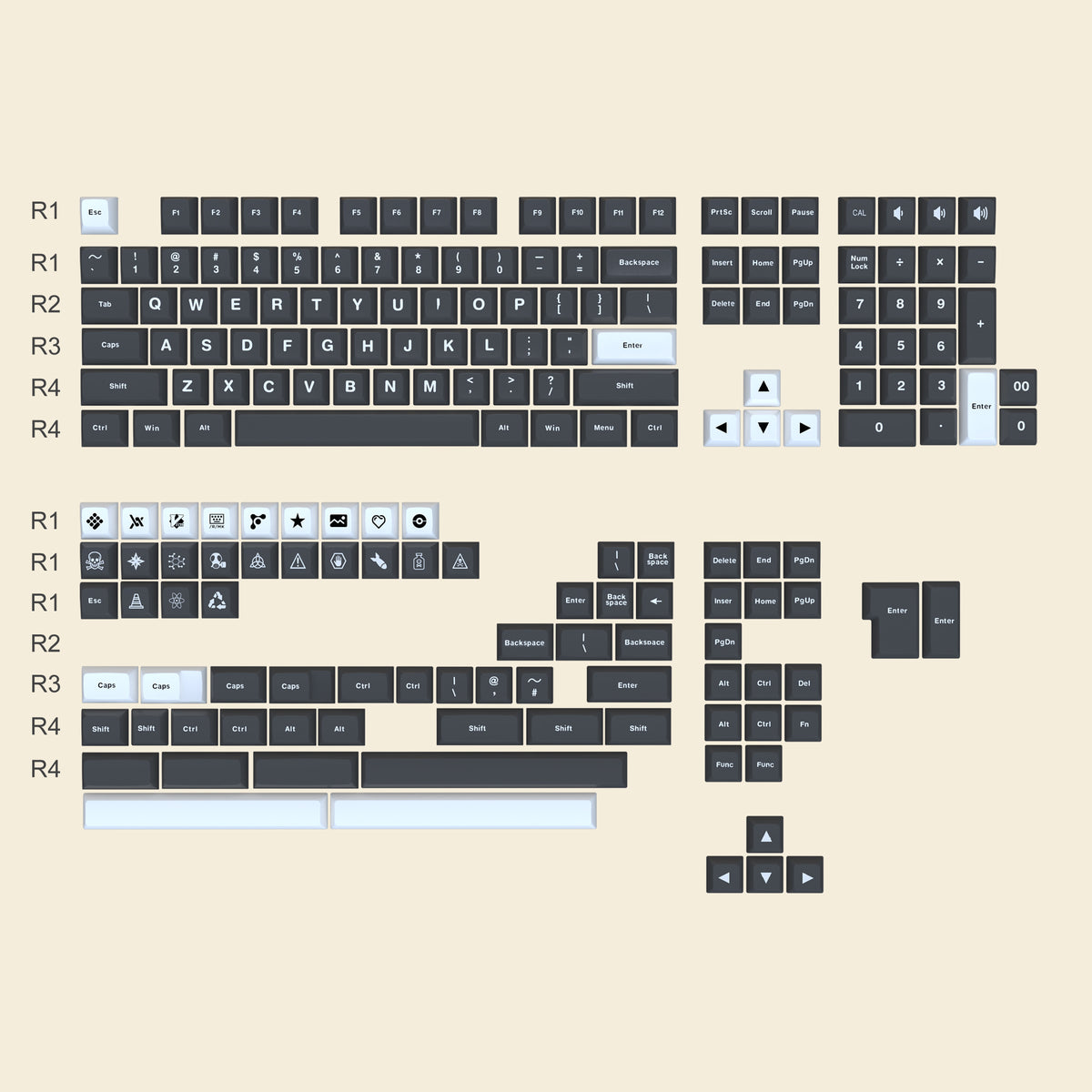 White on Black OSA Profile Double Shot Keycap Set – WINMIX Production