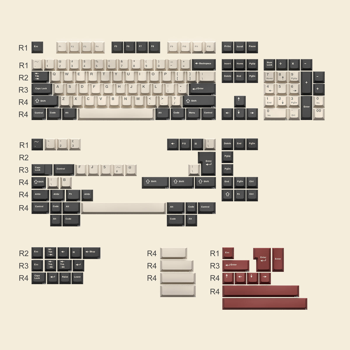 Vintage Beige Cherry Profile Doubleshot Keycap Set – WINMIX Production